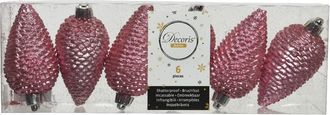 Kaemingk Christbaumschmuck Zapfen 8cm Kunststoff 6 St&uuml;ck Weihnachtskugeln Christbaumkugeln Lippenstiftrosa