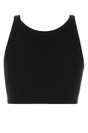 Palm Angels Womens Black Piquet Top 1003 Exterior: Cotton Maglie