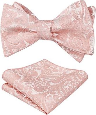 Alizeal Ensemble noeud papillon et mouchoir r&eacute;tro pour homme Motif cachemire, 176-Rose p&acirc;le, taille unique