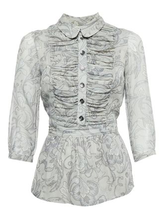 Burberry haut fronc&eacute; &agrave; motif cachemire - Gris