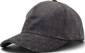 styleBREAKER Damen Baseball Cap mit Strass Nieten | 6-Panel Samt Basecap mit gebogenem Schirm | Verstellbare Einfarbige Kappe mit Klettverschluss 56-59 cm, Farbe:D