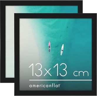 Americanflat Bilderrahmen, 13x13 cm, mit bruchsicherem Glas, horizontale und vertikale Formate für Wand und Tisch, 2 Stück