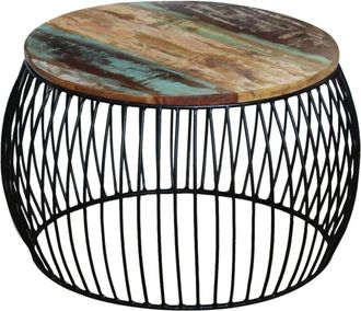 vidaXL Couchtisch Rund Altholz Massiv 68x37 cm - Vidaxl