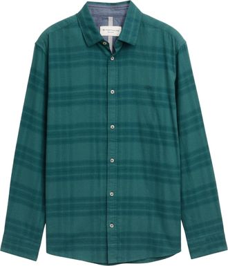 Tom Tailor Herren 1047338 Regular Fit Hemd mit Logo-Stickerei, 38519-Green Tonal Check, L