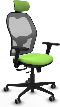 Piqueras y Crespo Ergonomischer Telearbeitsstuhl mit 3D-Armen, h&ouml;henverstellbare Lendenwirbelst&uuml;tze und h&ouml;henverstellbares Kopfteil, Grau/Pistazie