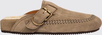 Buttero Wildleder- und Shearling-Mules mit niedrigem Absatz und verstellbarem Riemen