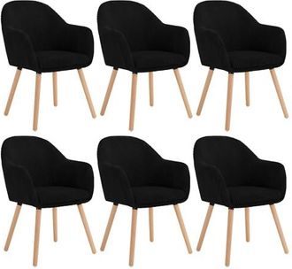 Woltu Chaises de Salle &agrave; Manger Lot de 6, Chaise de Cuisine avec Accoudoirs, Chaise Rembourr&eacute;e avec Pieds en Bois Massif, en Velours C&ocirc;tel&eacute;, Nior