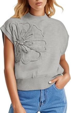 Generic Gilet sans Manche Femme Gilet Femme D&eacute;contract&eacute; Quotidien Ville Tricot Imprim&eacute; Floral - Respirant, Fin Et &Eacute;l&eacute;gant pour &Eacute;t&eacute; Et Printemps