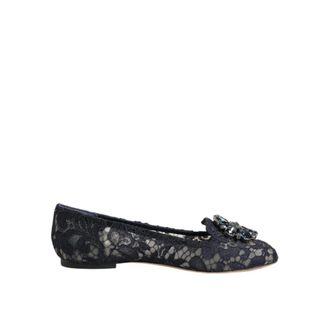 Dolce & Gabbana Flache Schuhe mit Spitze und Kristallblumendetails - - Shoes - Damen - Blau - 36 1/2 EU