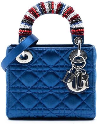 Dior Hobo Bags - Mini Satin Cannage Beaded Handle Lady Dior - Gr. unisize - in Blau - f&uuml;r Damen