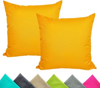 JACK 2er Set 40x40cm Outdoor Kissenhülle Kissenbezug Wasserfest Sitzkissen Lounge Kissen Garten Stuhl Lotus Effekt, Farbe:Gelb