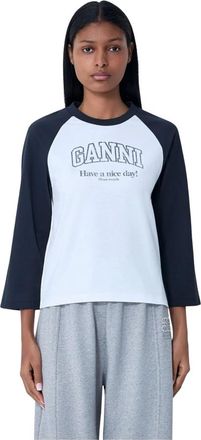 Ganni Femme, Tops, Multicolore, Taille: 38 FR T-Shirt &agrave; motif logo