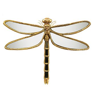 Generic Spiegel Gold Vintage, Spiegel-Wanddeko, Kreative Wandskulptur mit Schmetterlings-/Libellen-Design, Vintage-Harzrahmen im Used-Look, f&uuml;r Wohnzimmer, Sc