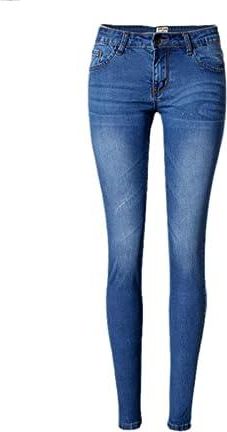 Generic Jeans skinny stretch taille basse pour femme classique vintage jeans crayon bleu mode femme, bleu, 36