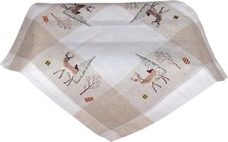 Matches 21 Tischdecke Elly 60 x 60 cm mit Stickerei Rehe & Winterlandschaft Weihnachten Landhaus Polyester