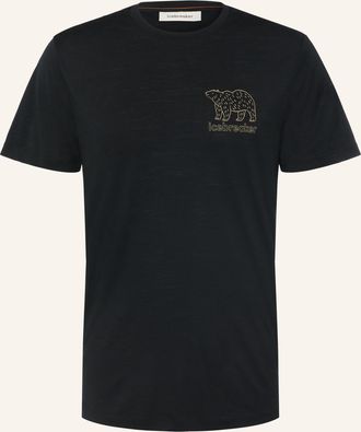 Icebreaker Funktionsshirt 150 Tech Lite Forest Footsteps Aus Merinowolle schwarz