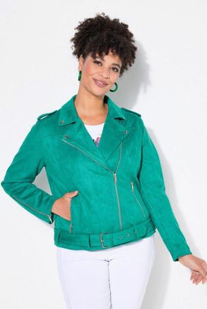 Miamoda Sommerjacke Bikerjacke Veloursleder-Optik Revrskragen