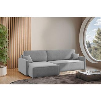 Fun M&ouml;bel Fun Moebel - Ecksofa Schlafsofa Sofa louis Stoff Salvador Grau Ottomane Links