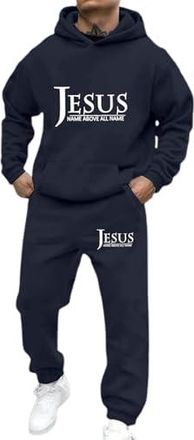 Generic Surv&ecirc;tement pour homme - Ensemble complet avec imprim&eacute; lettres - Sweat &agrave; capuche ample - Jambe droite - Pantalon de surv&ecirc;tement d&eacute;contract&eacute; - Sport qu
