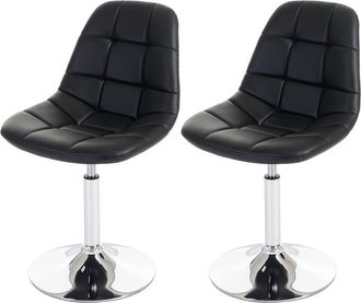 Hhg Neuwertig] 2er-Set Esszimmerstuhl HHG 837, Drehstuhl Stuhl, Chrom Kunstleder schwarz