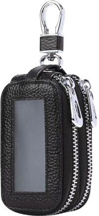 Generic Sac &agrave; cl&eacute; de voiture &agrave; double fermeture &eacute;clair - 9 x 5 cm - Protection transparente pour cl&eacute; de voiture - Grande capacit&eacute; - En cuir synth&eacute;tique - Pour