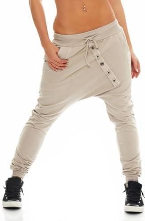 Malito more than fashion Malito Femme Boyfriend Pantalon Bouton Classic Baggy Harem Aladin Yoga 8023 (Beige)