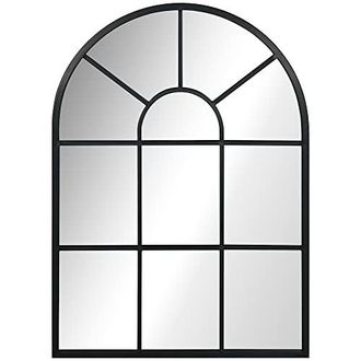 HOMCOM Wandspiegel 70 x 50 cm Fenster Spiegel mit Metallrahmen Dekorativer H&auml;ngespiegel Flurspiegel f&uuml;r Schlafzimmer Wohnzimmmer, Schwarz