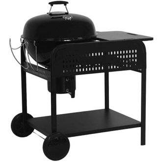 Sweeek Runder Holzkohlegrill aus emailliertem Stahl &Oslash;53cm mit 2 Rollen