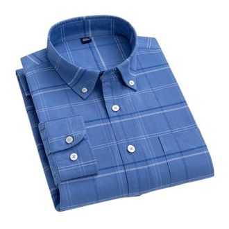 Generic Chemise Oxford 100% coton for homme - Classique &agrave; manches longues boutonn&eacute;e for le travail d&eacute;contract&eacute;, polyvalente et confortable.(Grid 10,4XL)