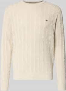 Fynch-Hatton Strickpullover mit Zopfmuster und Label-Stitching