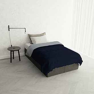 Italian Bed Linen Winter Bettdecke zweifarbig Oslo, Saphir/Platin, 150x200cm