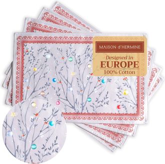 Maison d'Hermine Maison dHermine Platzsets 4er-Set 100% Baumwolle waschbare Tischsets Wiederverwendbare Tischsets f&uuml;r Weihnachtsdekorationenn K&uuml;che Esszimmer Hochzeit 