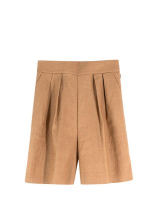 Theory Tan High Waisted Linen Blend Tailored Shorts Size S