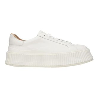 Jil Sander Wei&szlig;e Leder Plateau-Sneakers - - Shoes - Damen - Wei&szlig; - 36 EU