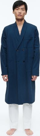 Fursac Chemise robe de chambre ray&eacute;e en seersucker - Taille L - Homme