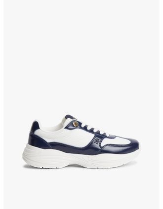 Tommy Hilfiger Baskets en cuir &agrave; textures vari&eacute;es avec monogramme TH - Bleu multicolore