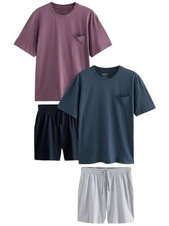 Next Homme Ensemble Pyjama Short en Jersey, Lot de 2 Blue/Purple XL
