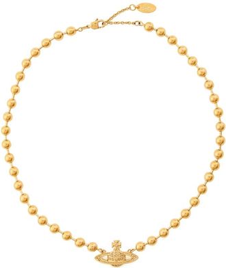 Vivienne Westwood Femme, Accessoires, Jaune, Taille: ONE Size Pendentif Orb Cha&icirc;ne &agrave; Boules Dor&eacute;e