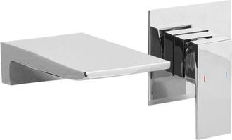 Beliani Beliani - Wandarmatur f&uuml;r Waschbecken mit Wasserfallauslauf silberfarben Messing Einhebel