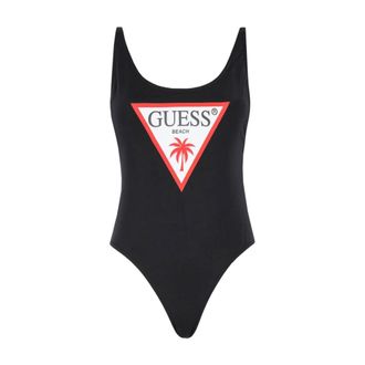 Guess Einteiliger Badeanzug mit Logo-Print - - Swimwear - Damen - Schwarzk - XS