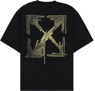 Off-white Logo-Embroidered Cotton T-Shirt - Black