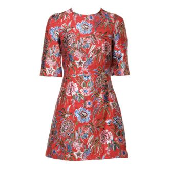 Dolce & Gabbana Rotes Blumen Jacquard A-Linie Minikleid - - Dresses - Damen - Rot - XS