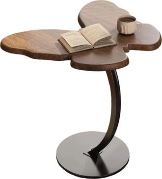 Yagosodee C-Form Beistelltisch, C-f&ouml;rmiger Beistelltisch Couch Sofatisch Wohnzimmertisch mit Metallgestell gro&szlig;e Oberfl&auml;che Schmetterlingsf&ouml;rmiger f&uuml;r Kaffee un