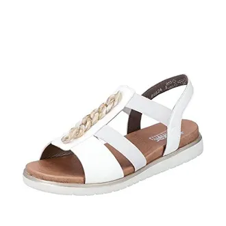 Rieker Femme V5055 Sandales, Blanc, 41 EU