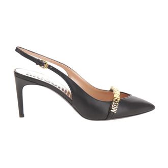 Moschino Schwarze Leder Slingback Sandale - - Shoes - Damen - Schwarzk - 37 EU