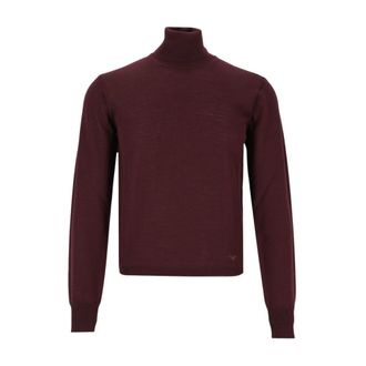 Emporio Armani Pull col roul&eacute; en laine vierge - Homme - Pulls - Rouge - Taille: M