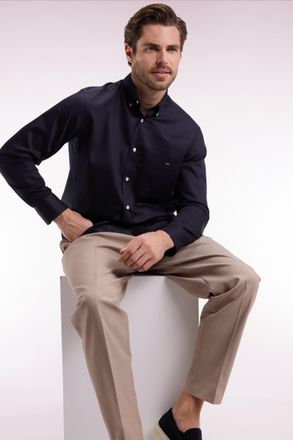 Eden Park Chemise En Coton Piqu&eacute; Marine Coupe Droite