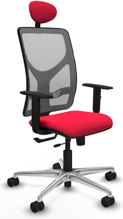 Piqueras y Crespo B&uuml;rostuhl, rot, mit 1D-Armlehnen, h&ouml;henverstellbare Lendenwirbelst&uuml;tze und festes Kopfteil, ausgestattet mit Syncro/Traslack und Schneideschaum, Grau/