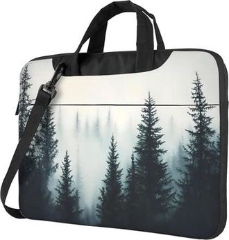 Generic Misty Forest Sac pour ordinateur portable de 15,6 pouces avec bandouli&egrave;re - Housse de protection antichoc pour ordinateur portable de 15,6 po - Pour h