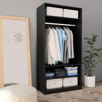 vidaXL Vidaxl - Garde-robe Noir 100 x 50 x 200 cm Bois dingénierie